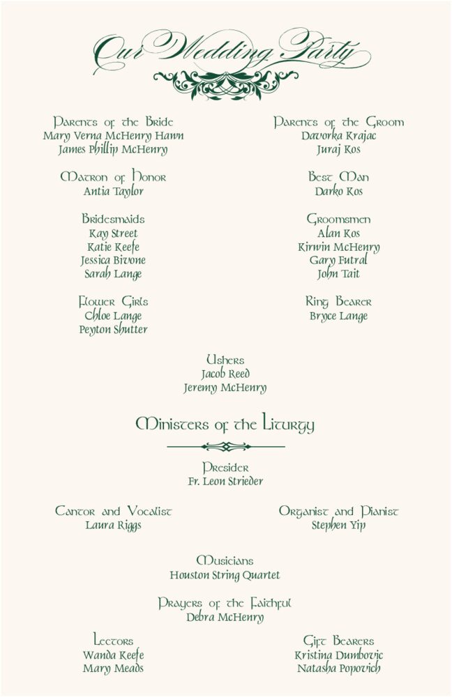 Vintage Scott's Garden Irish and Celtic Wedding Programs and Church Programs - Documents and Designs